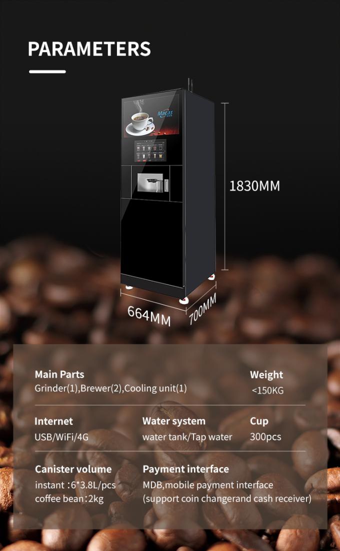 Floor Mounted Bean To Cup Coffee Vending Machine With 700ml Boiler