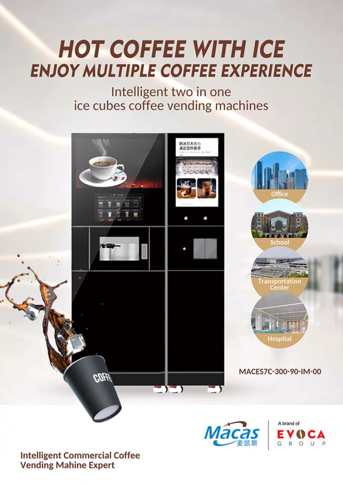 2400W Office QR Code Coin Operated Coffee Vending Machine With Ice Maker
