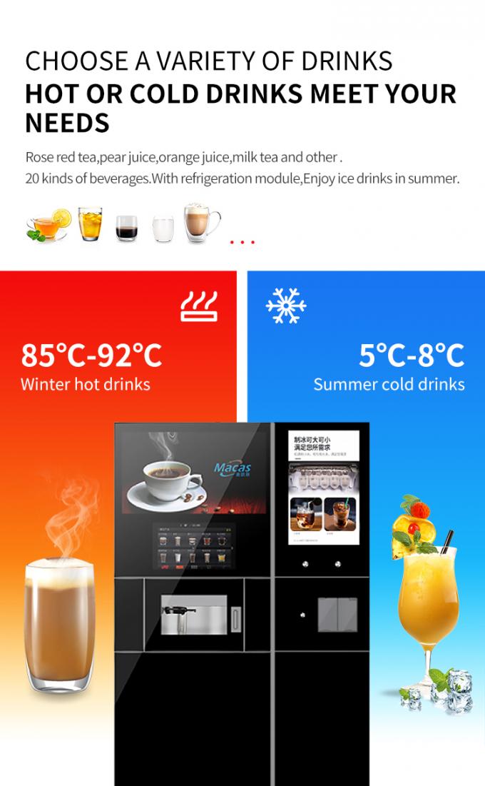 2400W Office QR Code Coin Operated Coffee Vending Machine With Ice Maker