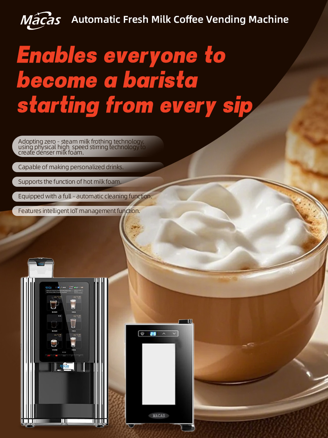 Fresh Milk Bean To Cup Coffee Vending Machine With 15.6inch Touch Screen