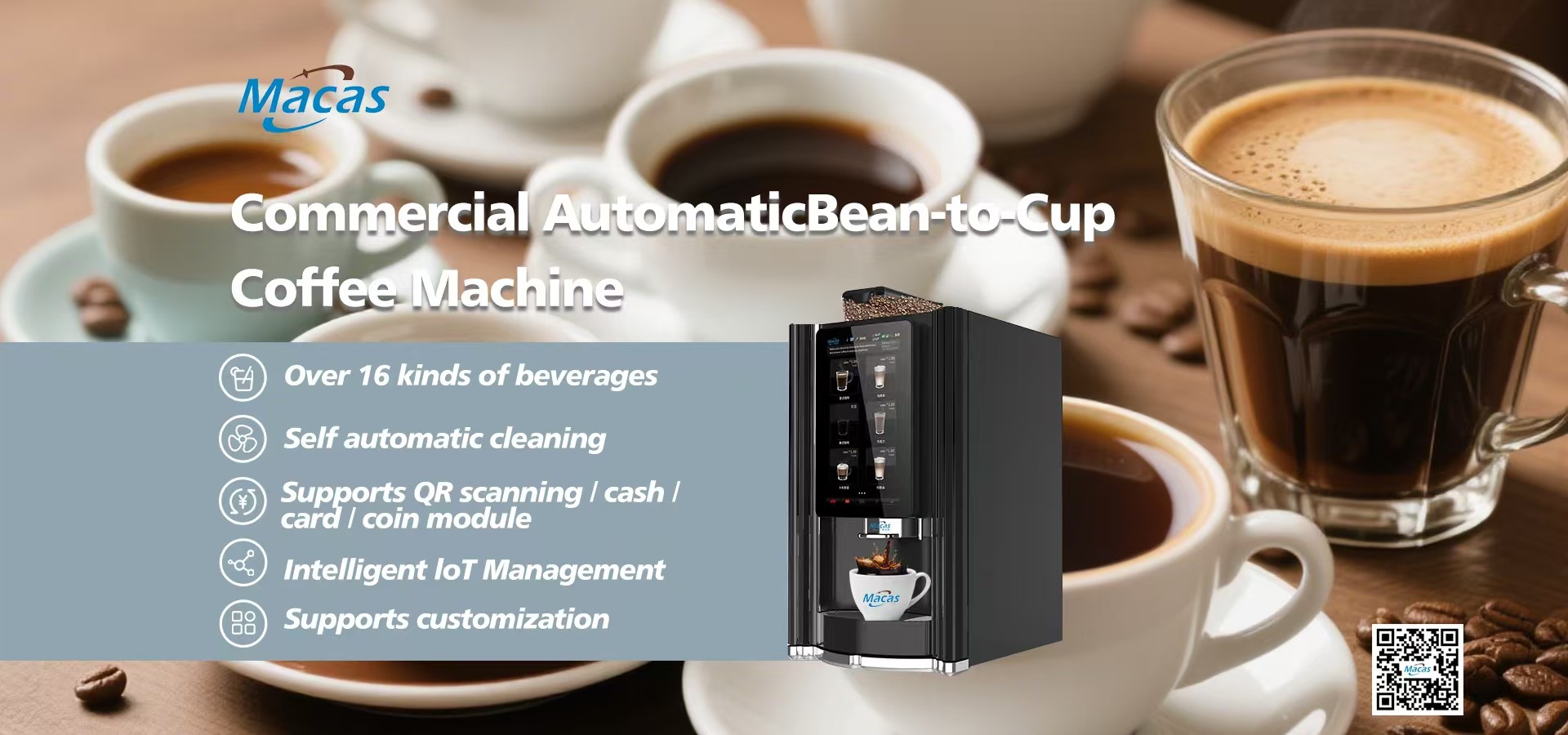 2000w Bean To Cup Coffee Vending Machine Built-in Grinder